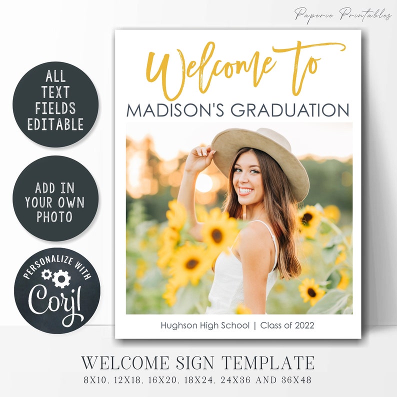 EDITABLE Graduation Welcome Sign Graduation Photo Sign - Etsy