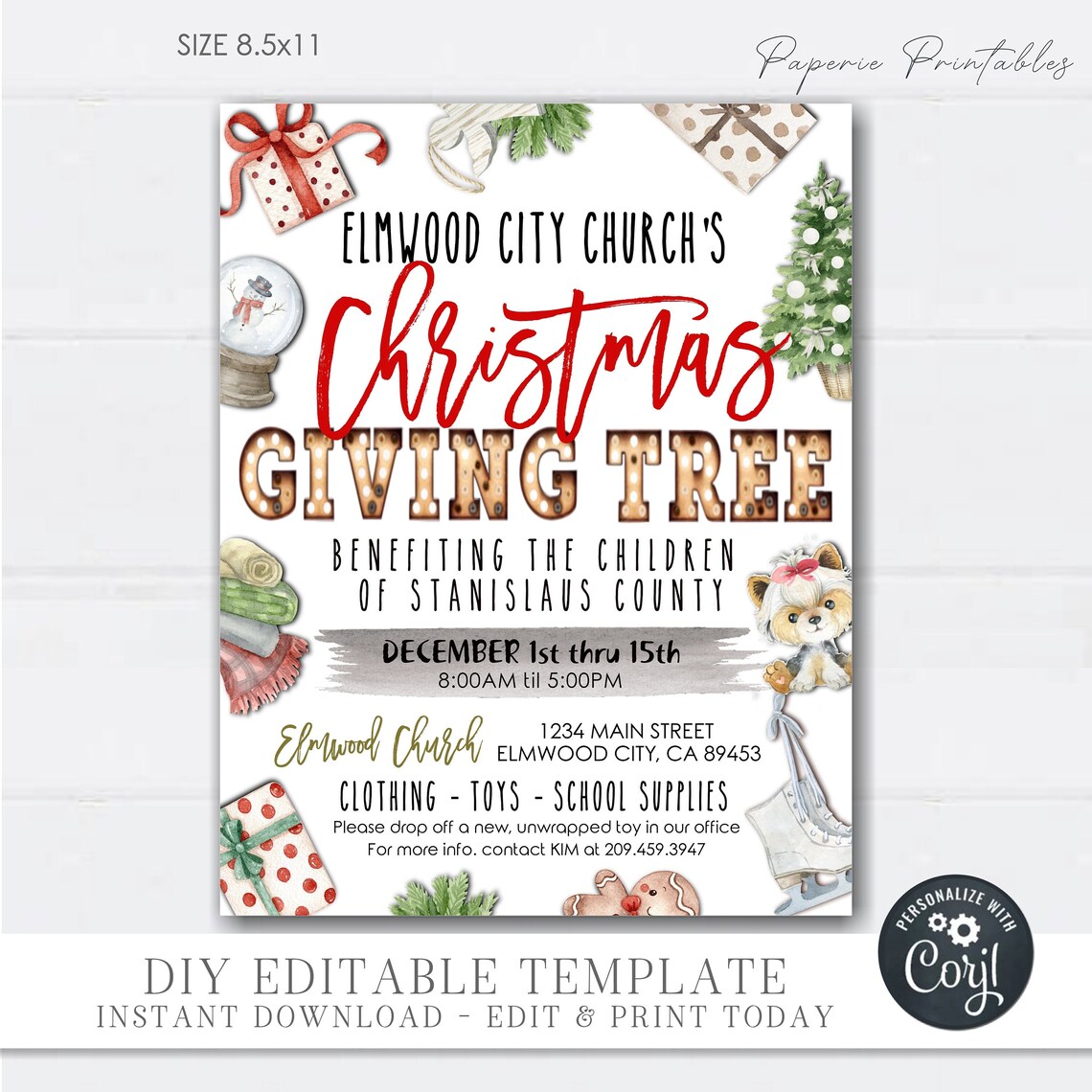 EDITABLE Christmas Giving Tree Flyer Toy Drive Fundraiser - Etsy