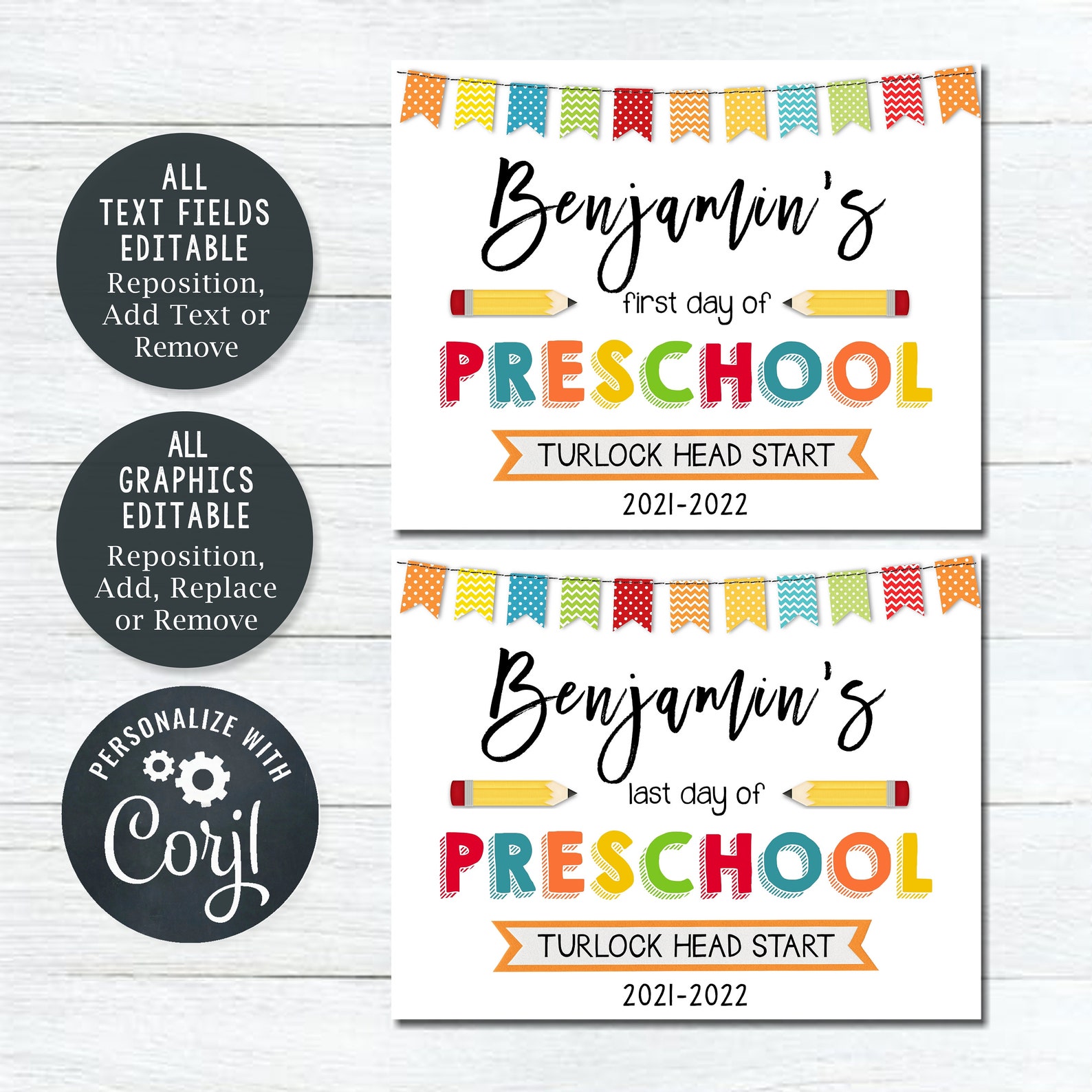 EDITABLE First and Last Day of School Sign First Day of | Etsy