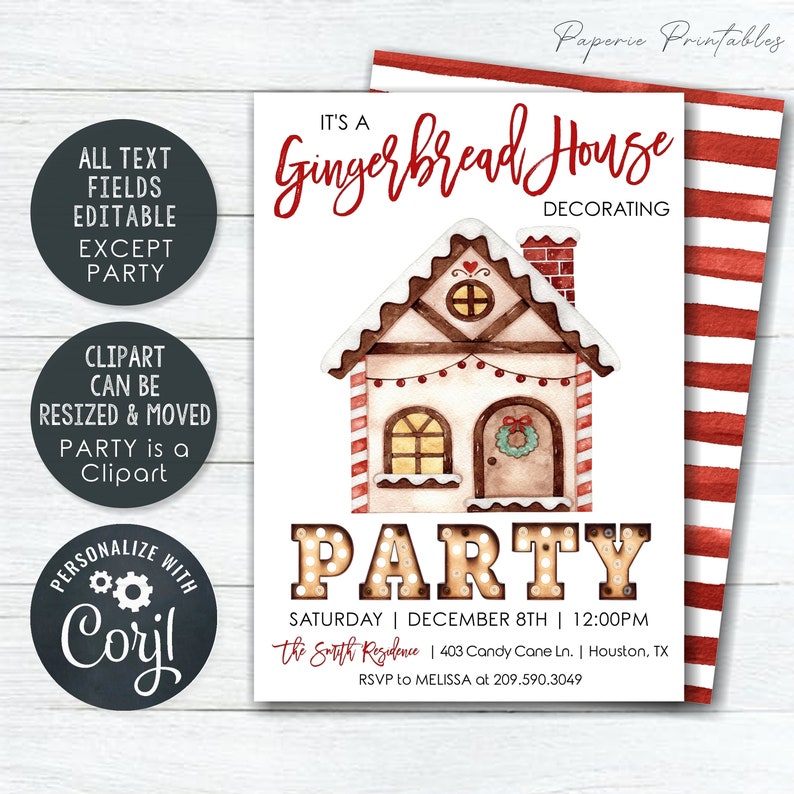 EDITABLE Gingerbread House Decorating Party Invitation - Etsy