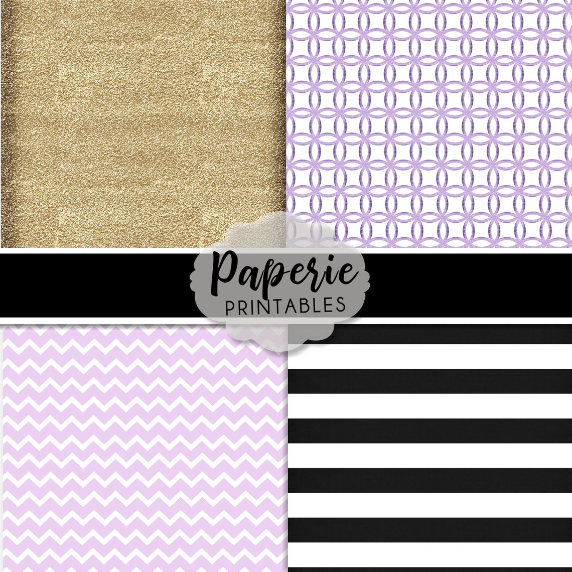 Light Purple Gold Glitter & Black Pattern Digital Paper - Etsy