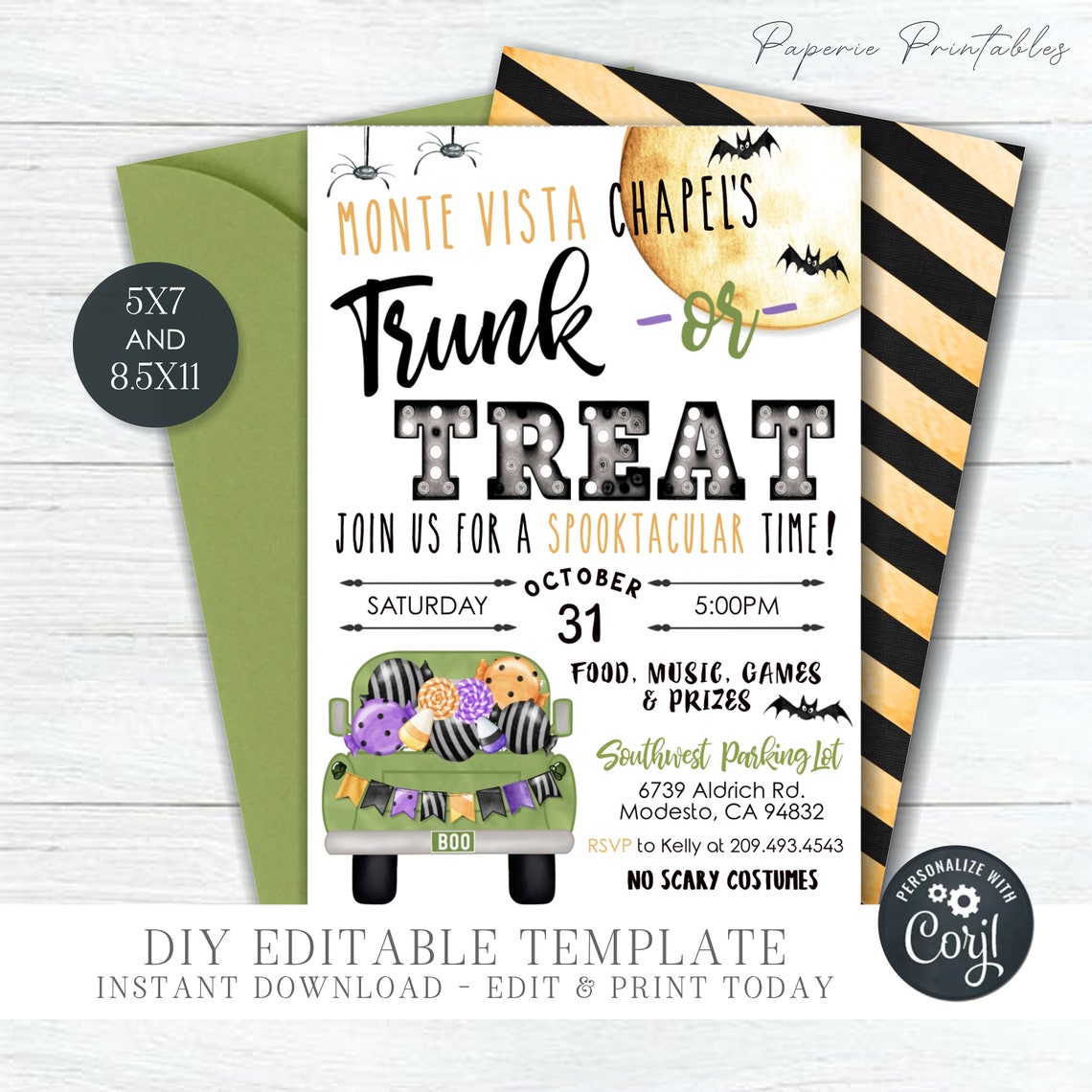 EDITABLE Halloween Trunk or Treat Flyer Halloween Template | Etsy