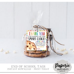 EDITABLE Cookie Teacher Gift Tag, One Smart Cookie Teacher Gift Tag ...