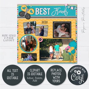 EDITABLE Best Friends Scrapbooking Album Pages, Scrapbooking Quick ...