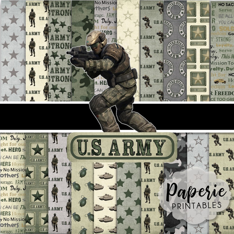 Army Camouflage Digital Paper Pack: Scrapbooking Clipart (digital ...