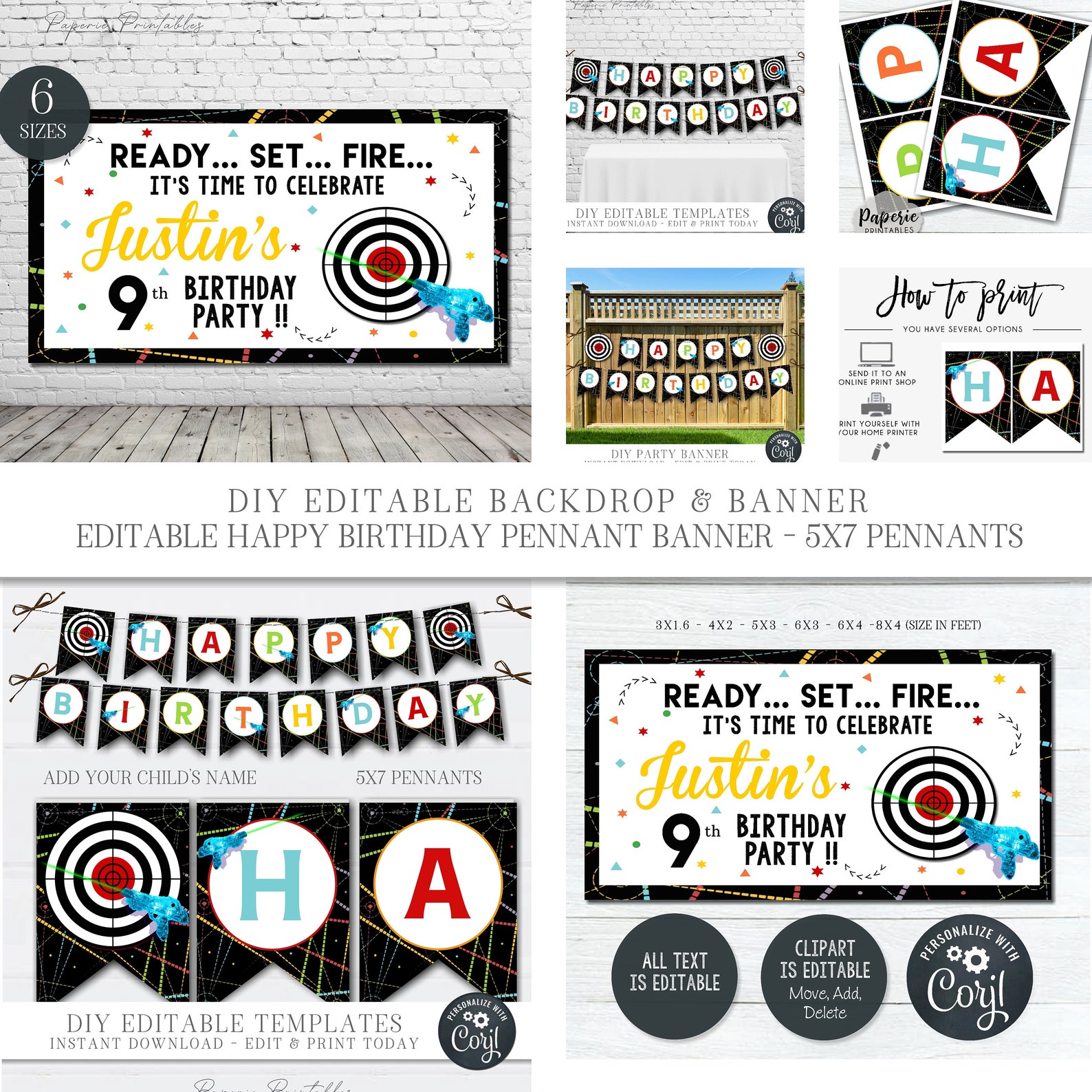 EDITABLE Laser Tag Birthday Bundle DIY Laser Tag Party | Etsy