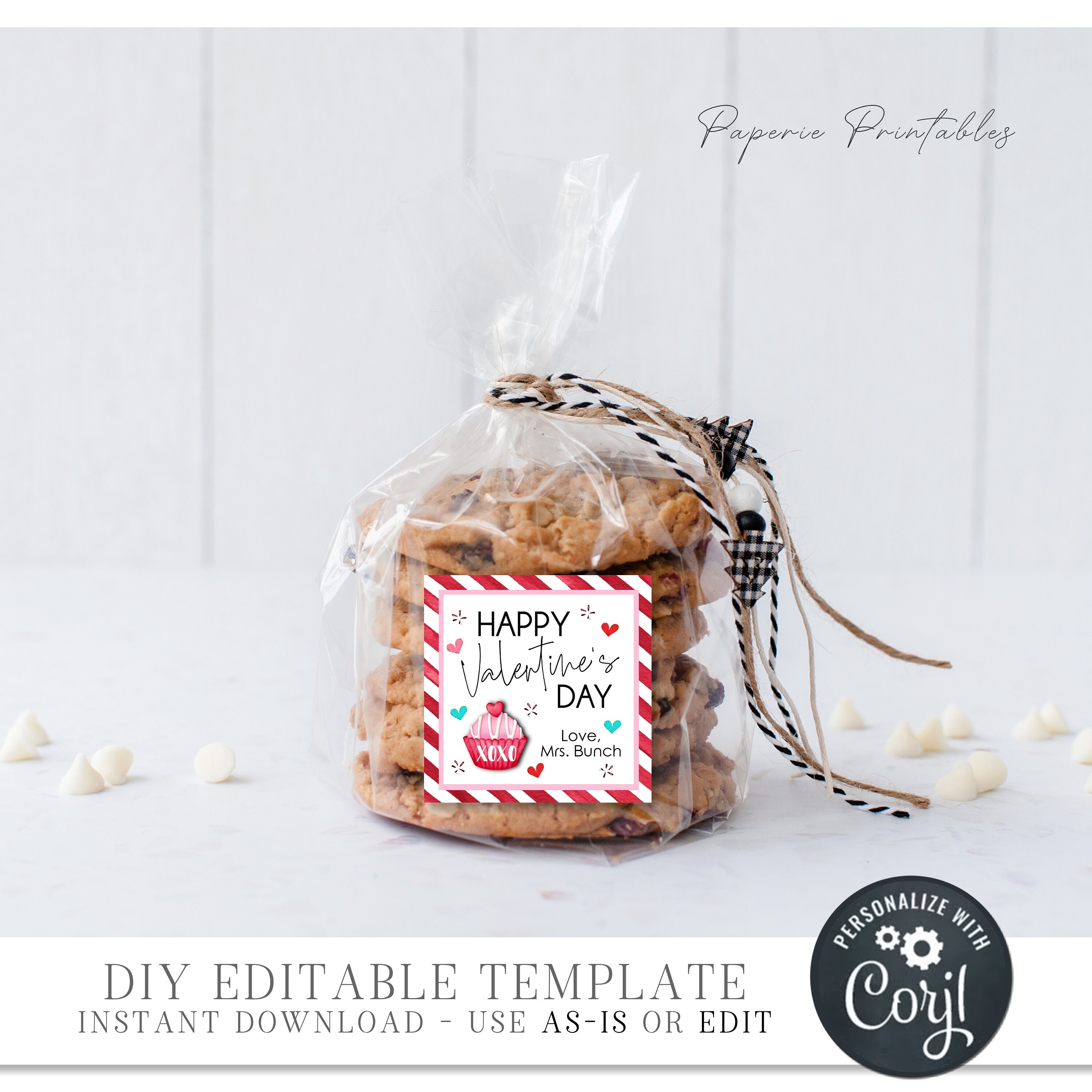 Editable Valentine's Day Gift Tag, Happy Valentine's Day Tag, Valentine ...