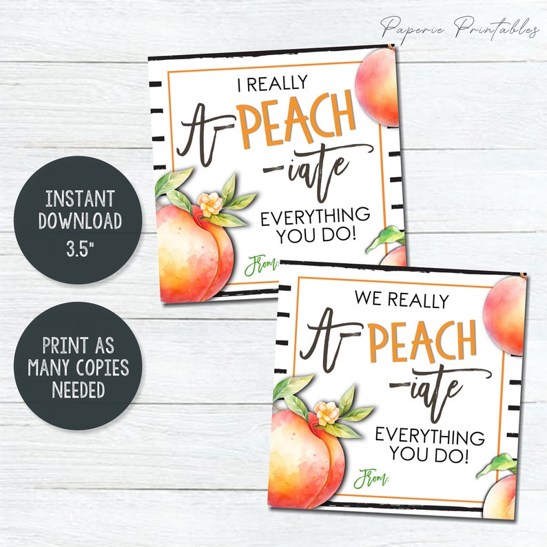 Peach Appreciation Gift Tag: Editable Thank You (DIY Corjl Template) # ...