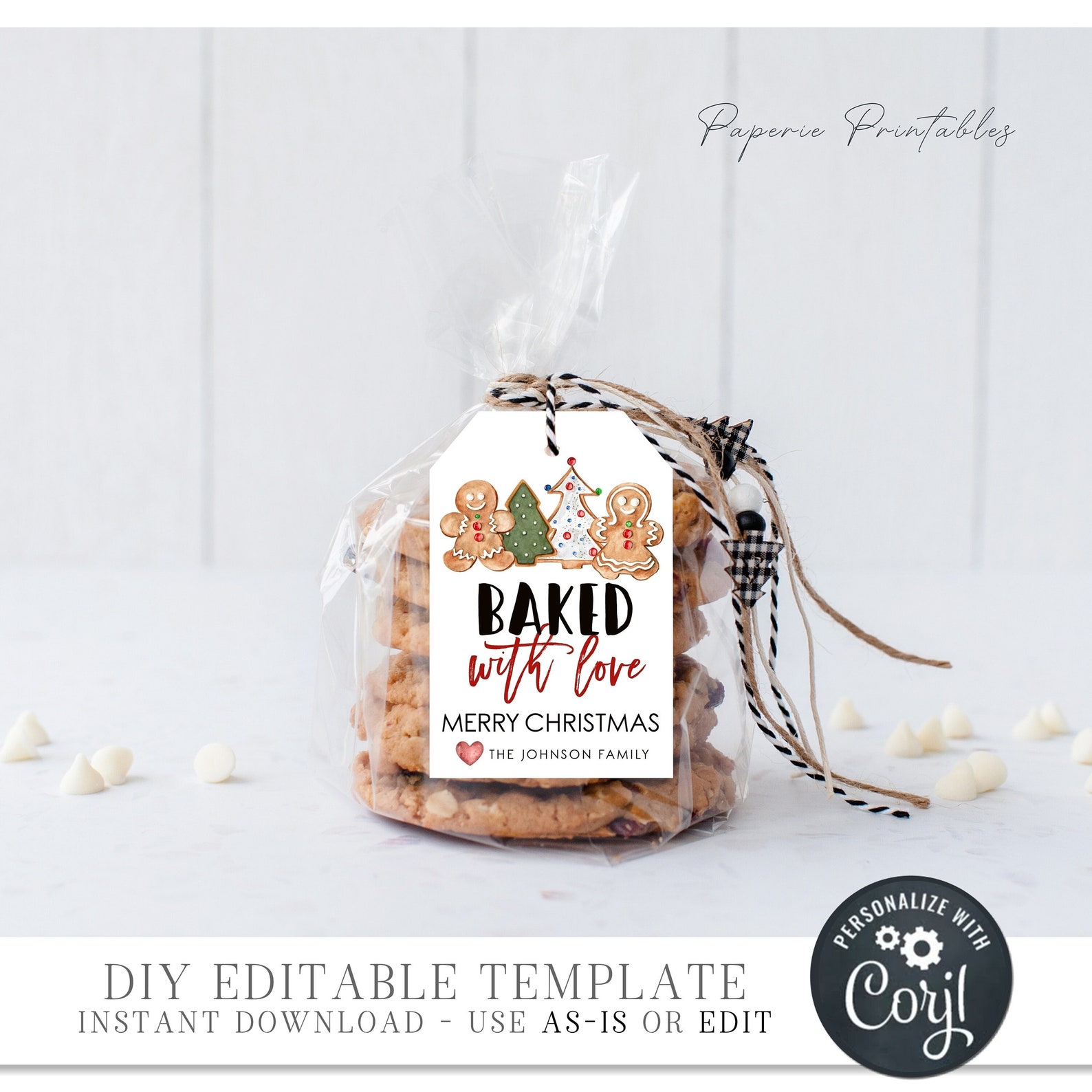 Editable Baked With Love Gift Tag Baked With Love Labels - Etsy