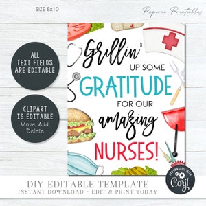 Grillin' Nurse Appreciation Sign: Editable BBQ Decor (DIY Digital ...