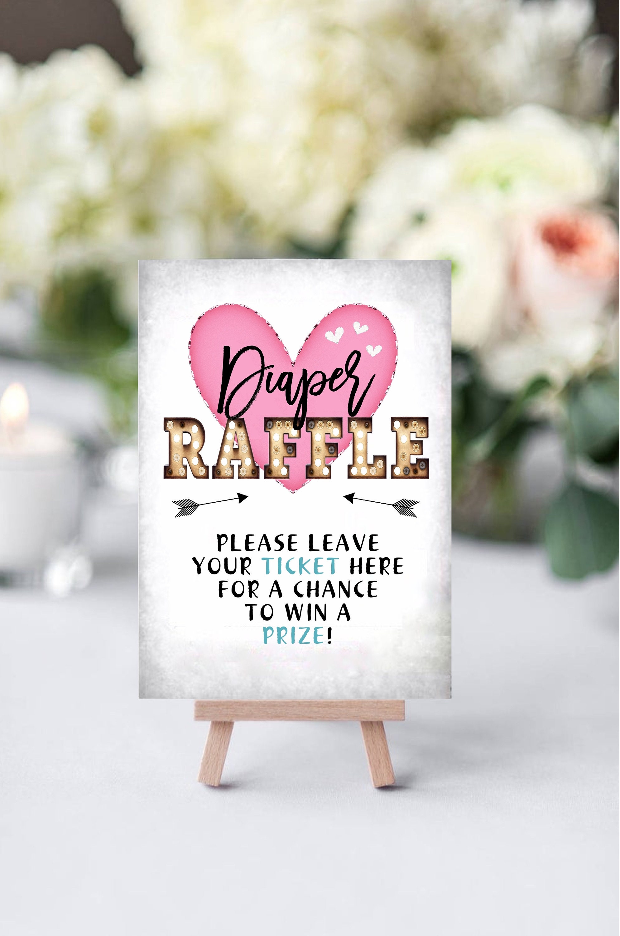 Girl Diaper Raffle - Valentine Girl Baby Shower Diaper Raffle ...