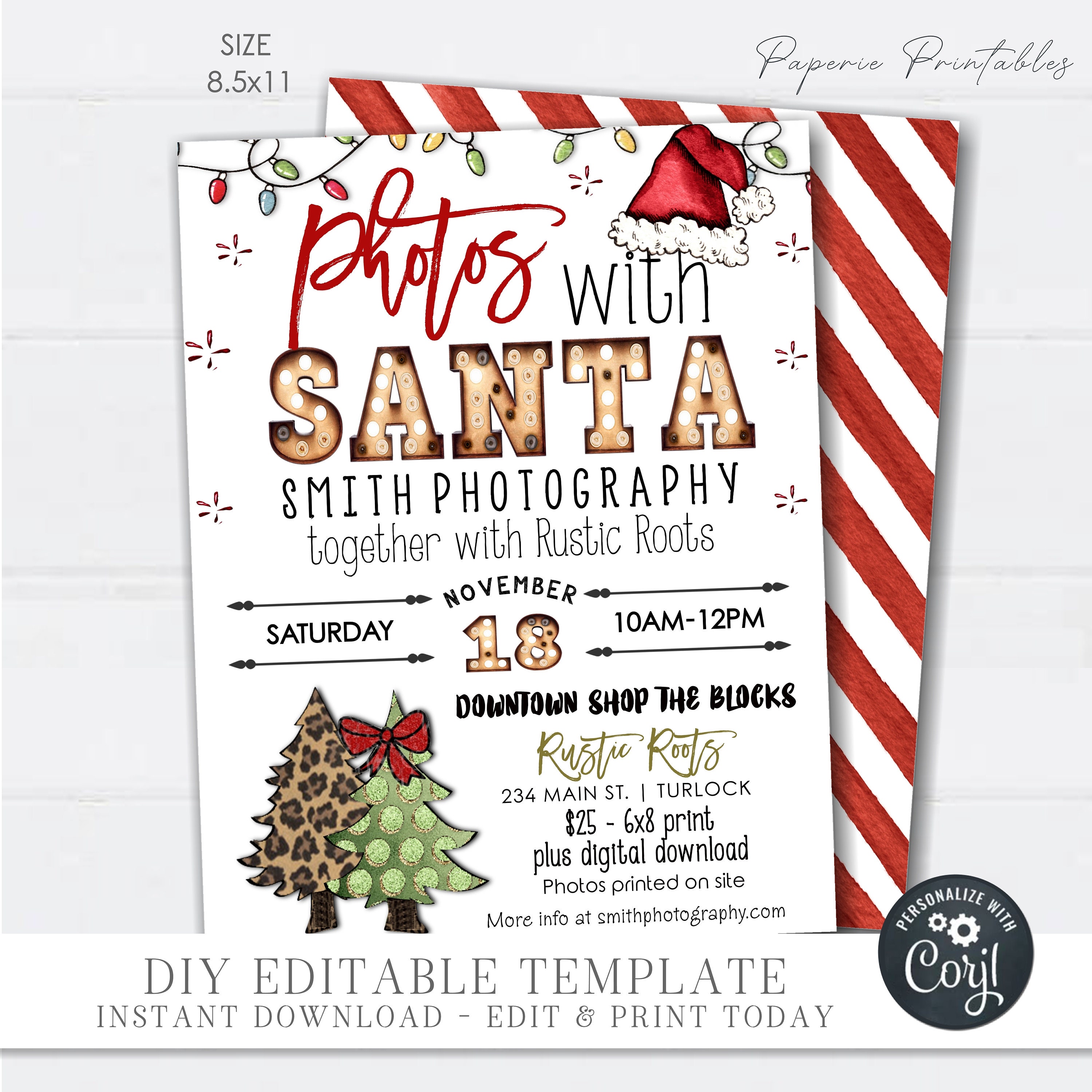 EDITABLE Photos With Santa Flyer Photos With Santa - Etsy
