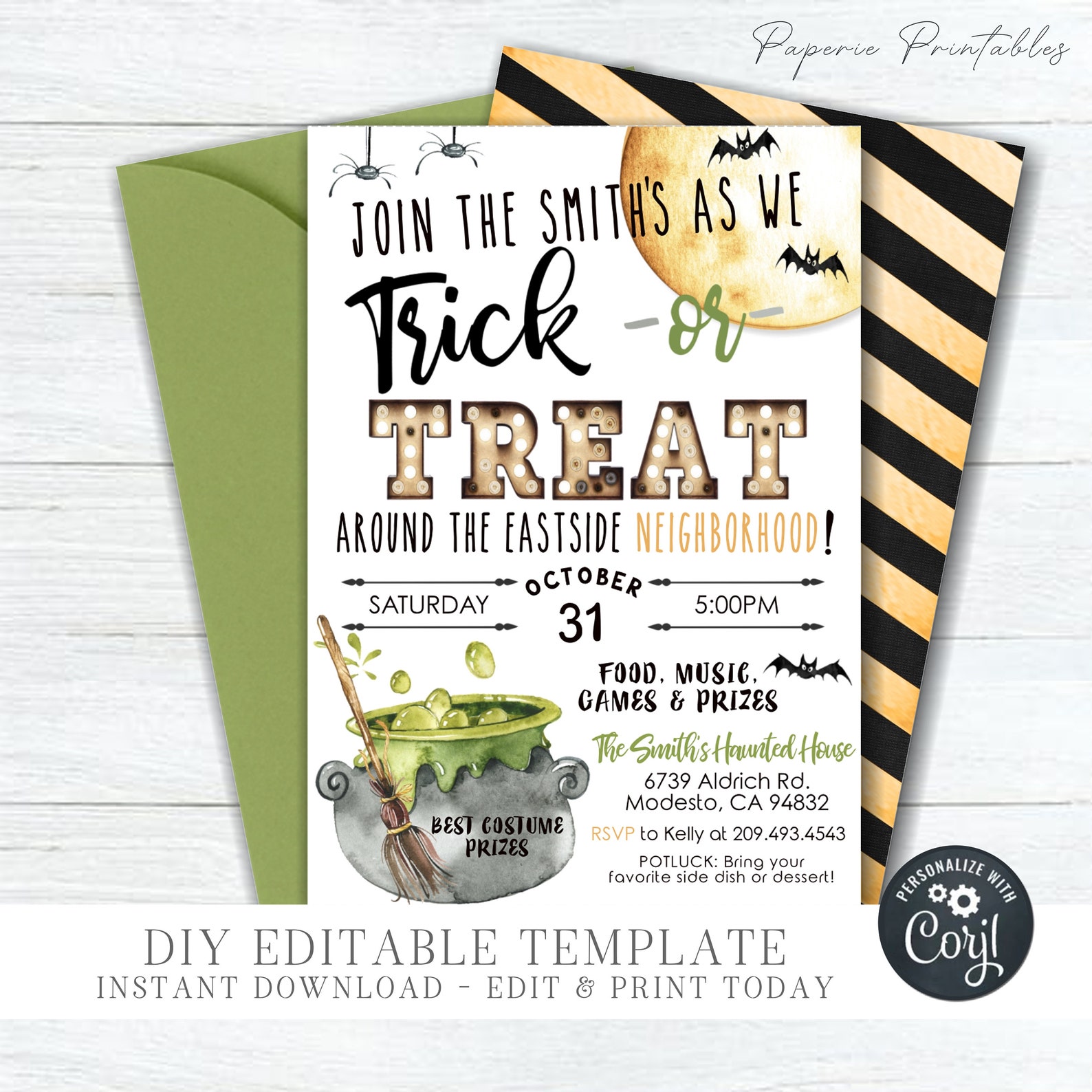Editable Halloween Trick or Treat Flyer: DIY Corjl Template #HP16 - Etsy