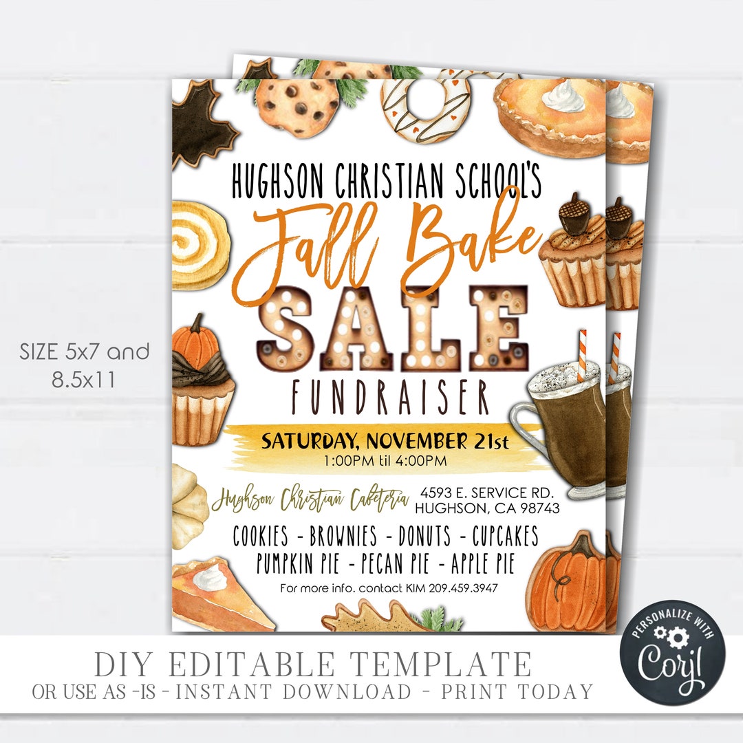 EDITABLE Fall Bake Sale Flyer, School Bake Sale Flyer, Church Fall Bake ...