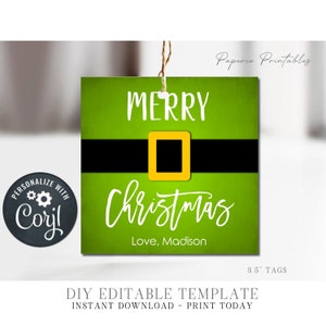 Editable Christmas Gift Tags, Elf Christmas Gift Tags, Elf Gift Labels ...