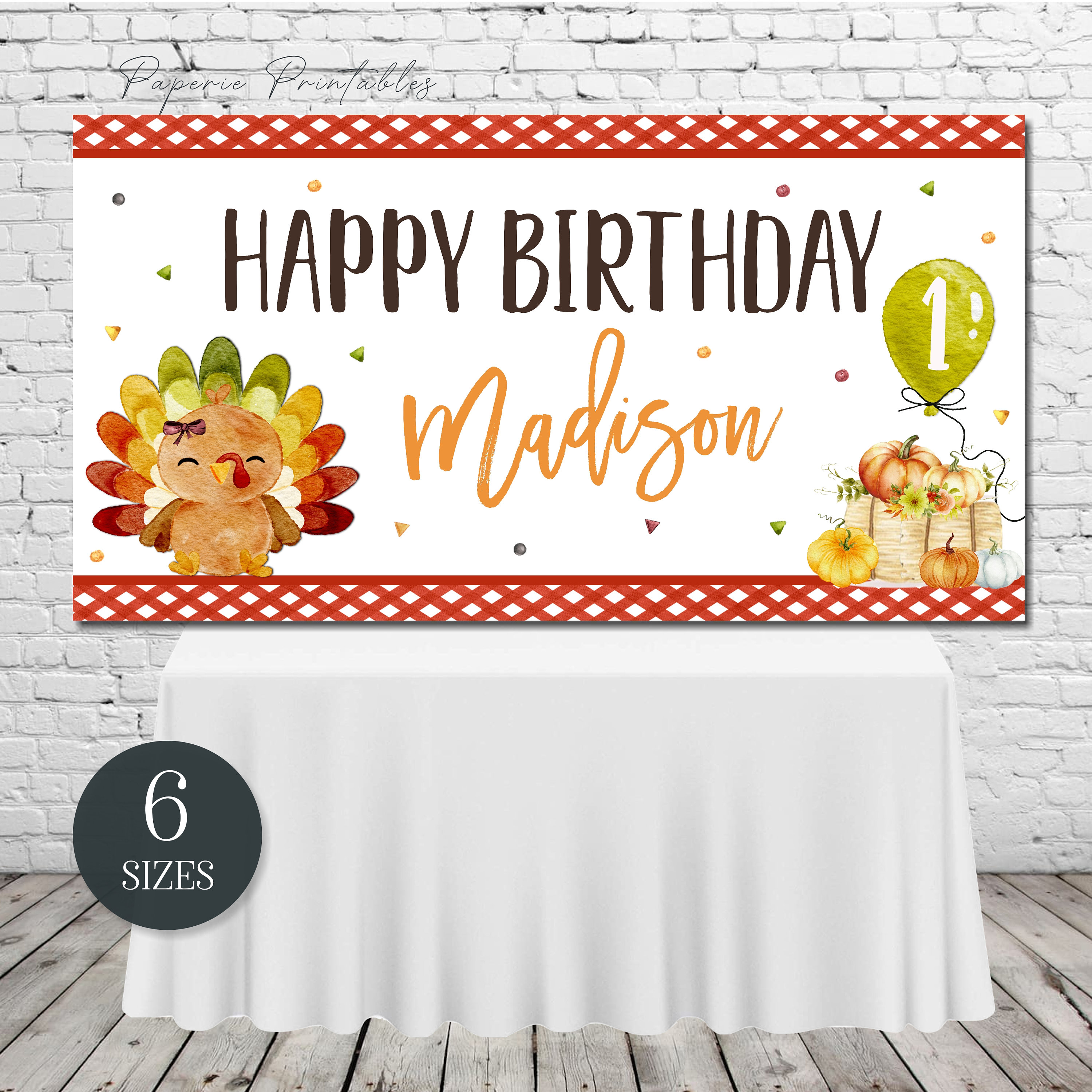 EDITABLE Turkey Birthday Party Backdrop Little Turkey | Etsy