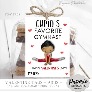 Gymnastics Valentine Card for Kids, Kids Valentine Cards, Gymnast ...