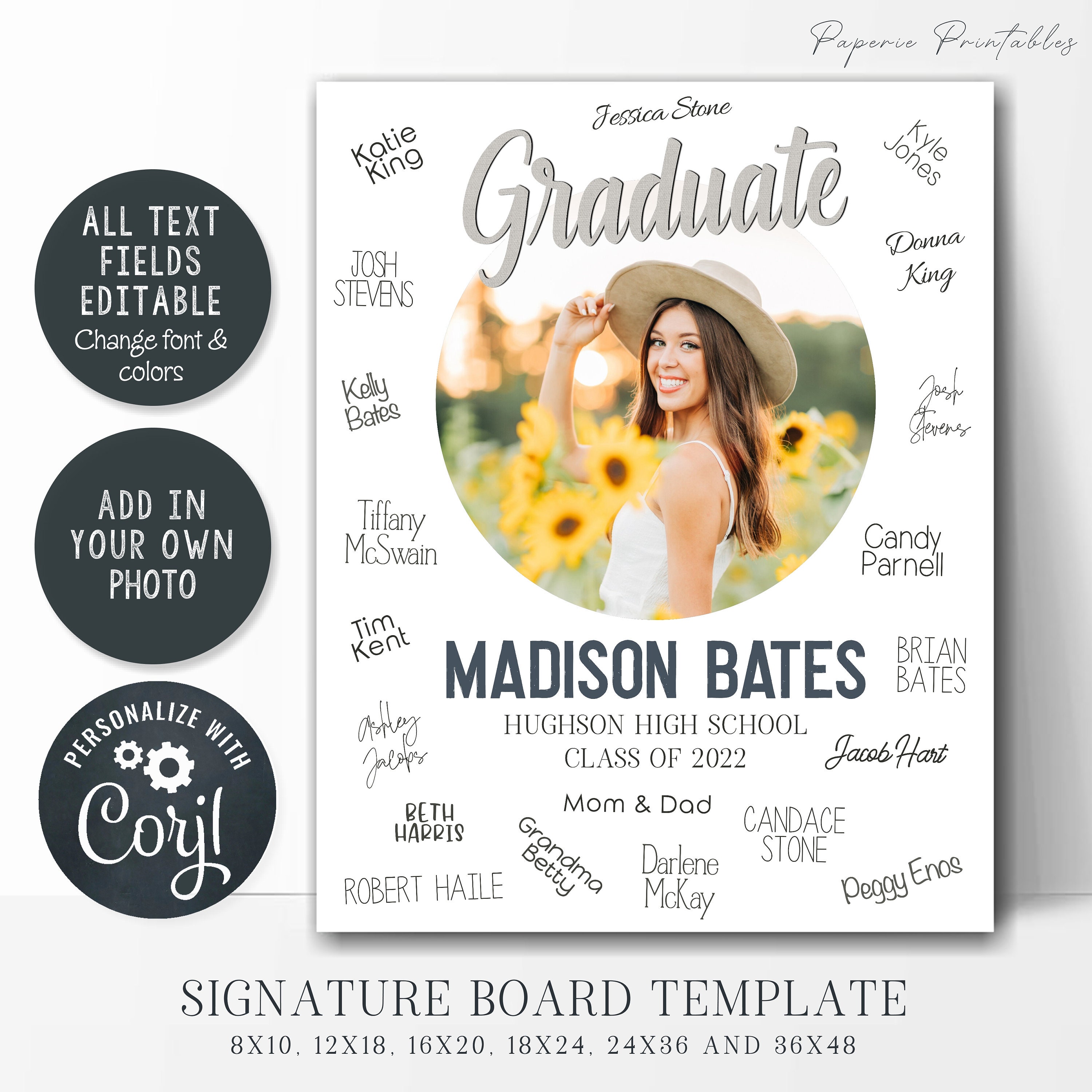Editable Graduation Guest Book Signature Board (digital Download) #GP45 ...