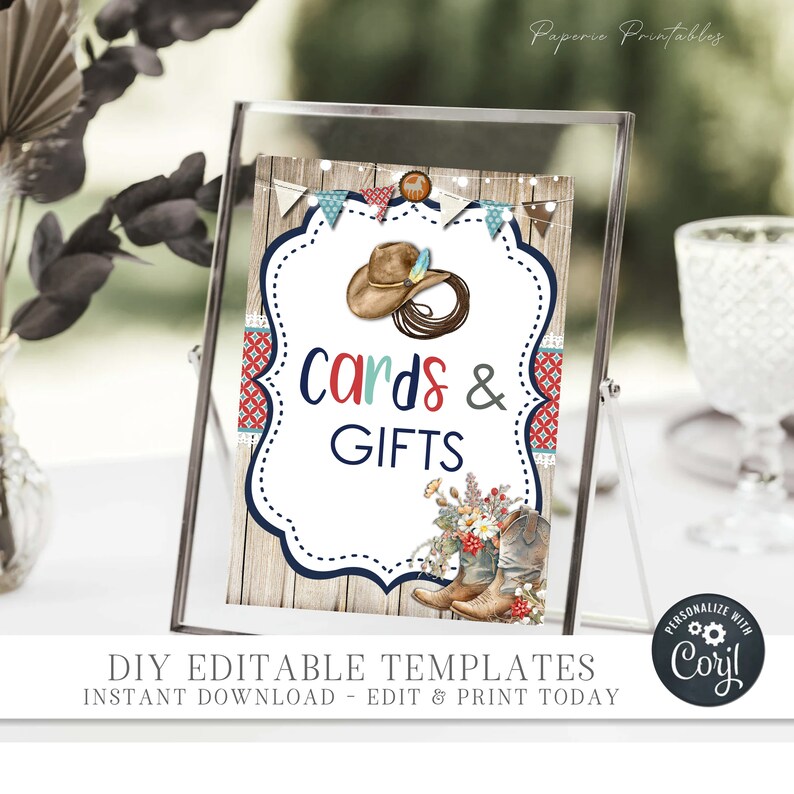 EDITABLE Cowboy Party Signs Western Party Signs Cowgirl - Etsy