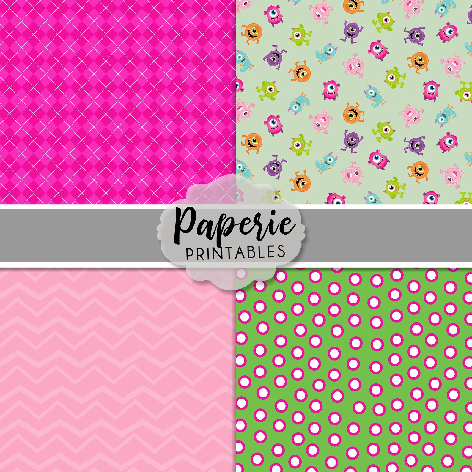 Little Monsters Digital Paper: 12x12 Scrapbook Clipart (instant ...