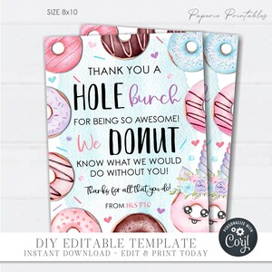Editable Donut Teacher Appreciation Sign: Breakfast Decor (digital ...