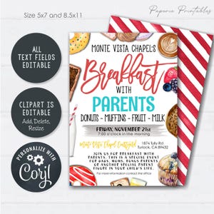 Breakfast With Parents Flyer: Editable School Event Invitation (digital ...