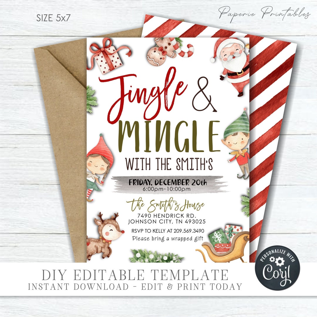 Editable Jingle & Mingle Christmas Party Invitation (digital Download ...