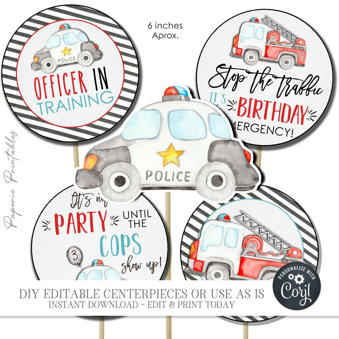 EDITABLE First Responders Party Decorations, First Responders Birthday ...