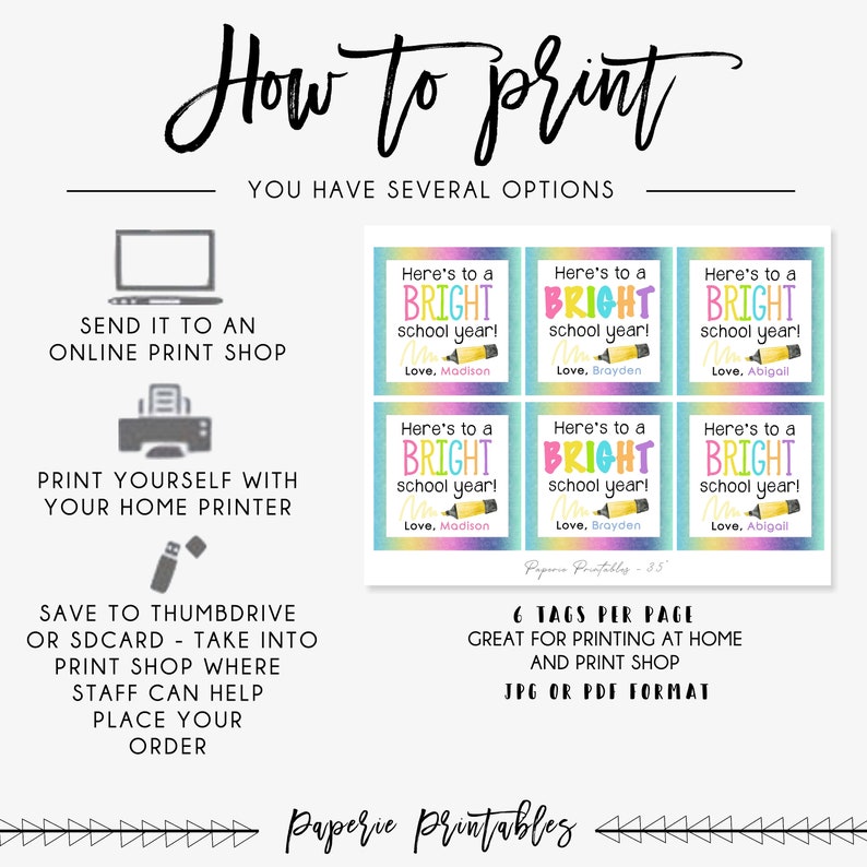 EDITABLE - Bright School Year Teacher Gift Tag - First Day of School ...