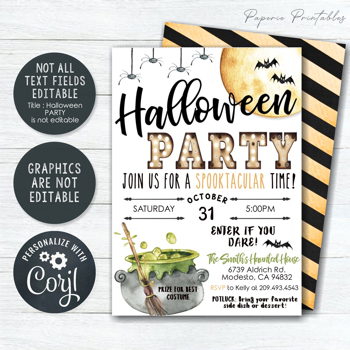 EDITABLE Halloween Party Invitation Halloween Party Template - Etsy