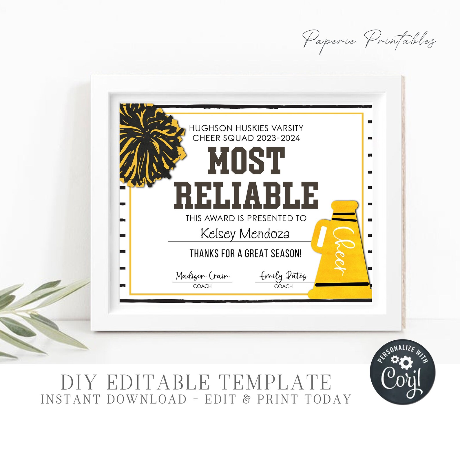 Editable Cheerleading Awards, End of Season Award, Cheer Team Party ...