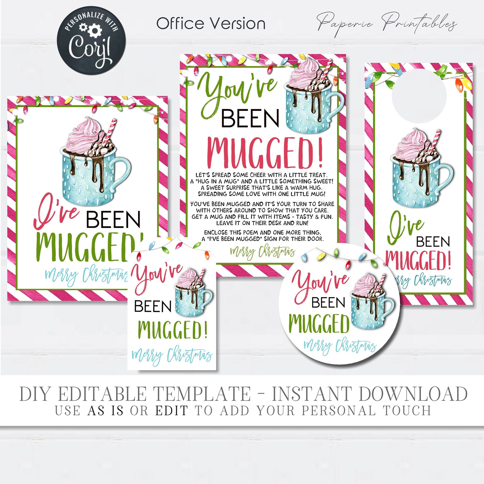 EDITABLE Office Christmas Game You've Been Mugged - Etsy