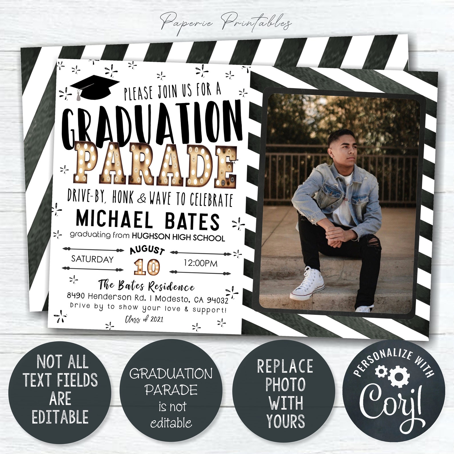 EDITABLE Graduation Parade Invitation Drive by Graduation - Etsy