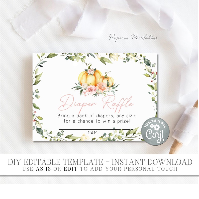 EDITABLE Little Pumpkin Diaper Raffle Pumpkin Diaper Raffle - Etsy