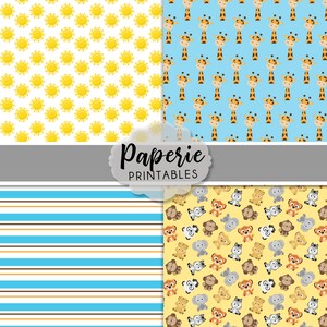 Baby Zoo Animals Digital Paper - 8.5"x11" Digital Scrapbooking Paper ...