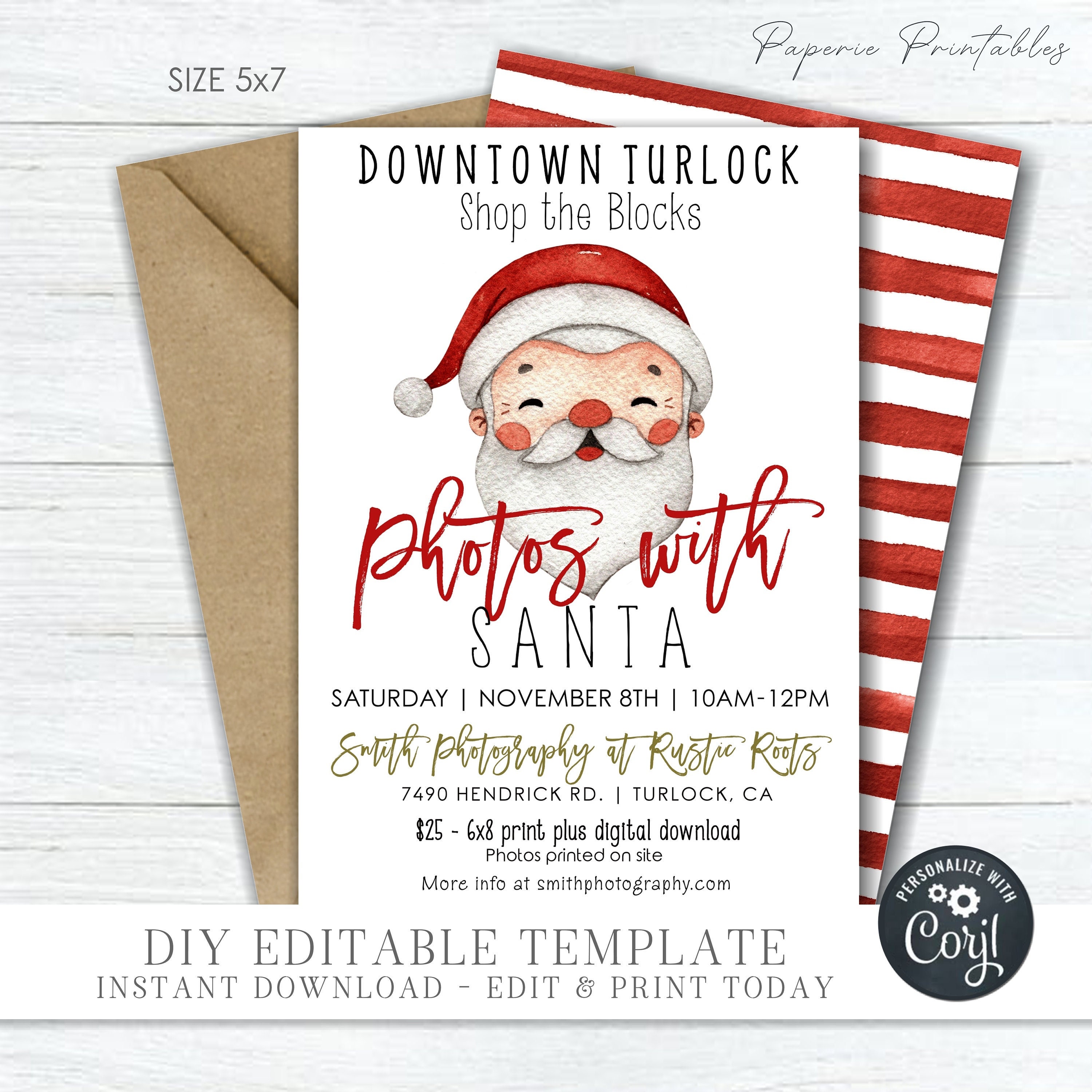 EDITABLE Photos With Santa Flyer Photos With Santa - Etsy