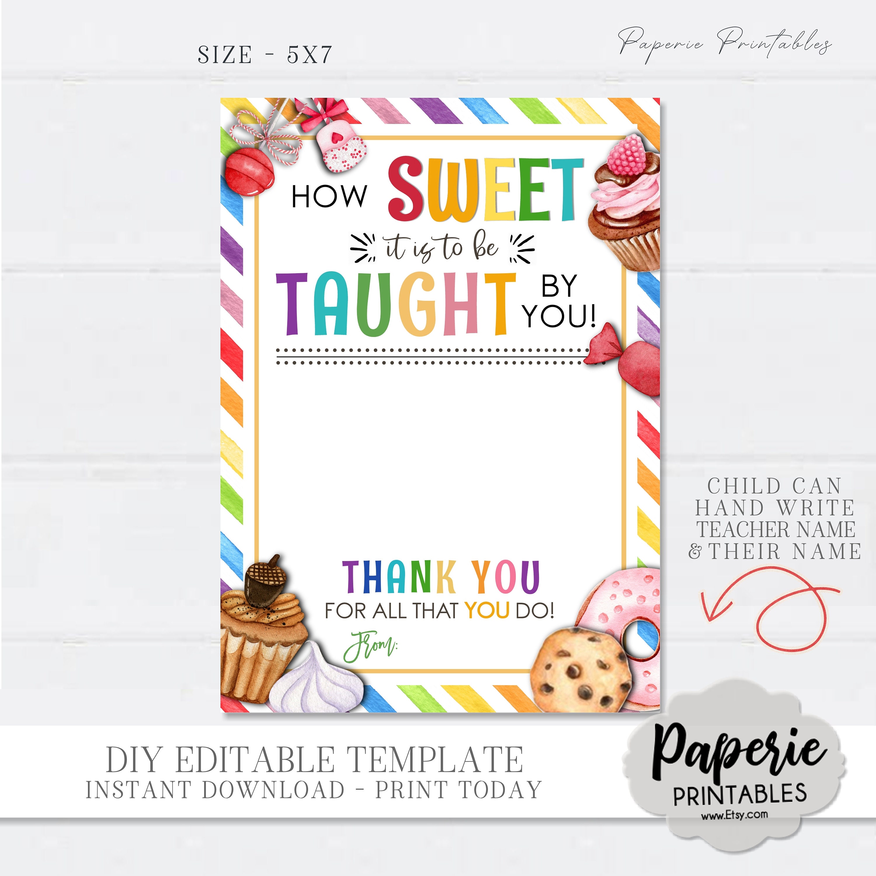 Editable Teacher Appreciation Gift Card Holder (digital Download) # ...
