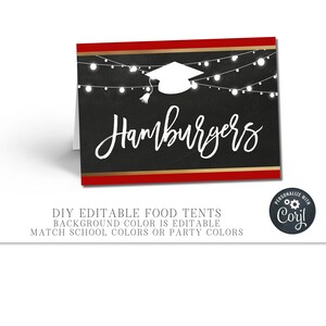 EDITABLE Graduation Food Tents, Graduation Decoration Food Tents ...