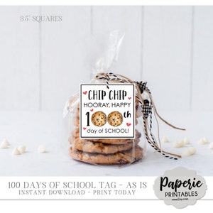 100 Days of School Tag, Happy 100th Day of School Tag, One Smart Cookie ...