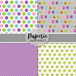 Little Monsters Digital Paper: 12x12 Scrapbook Clipart (instant ...
