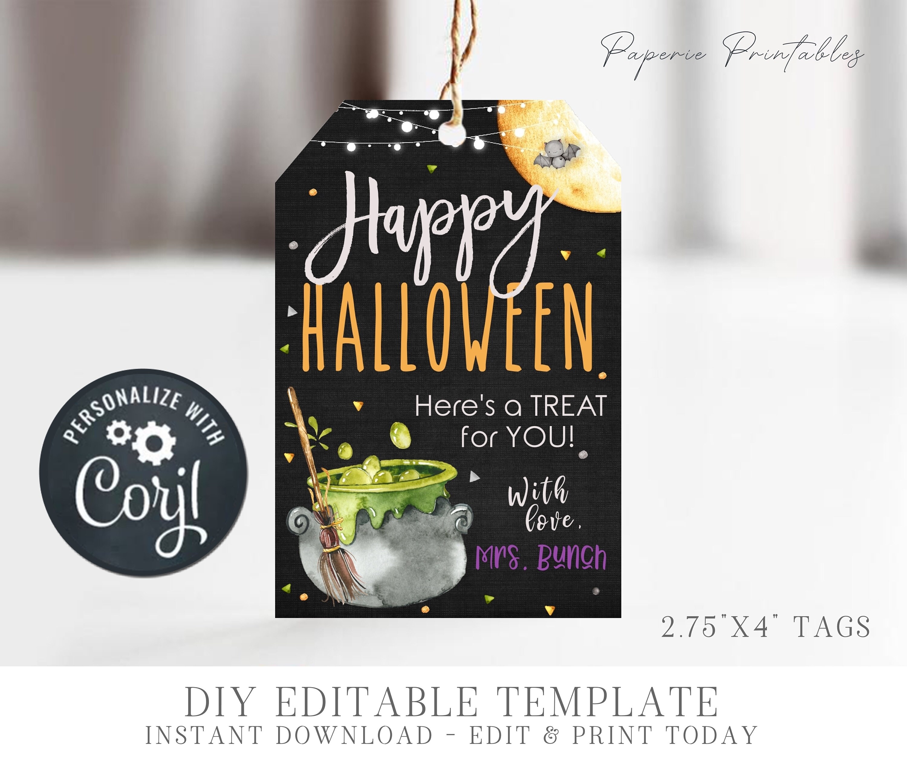 EDITABLE Halloween Tag Printable Halloween Favor Tags | Etsy