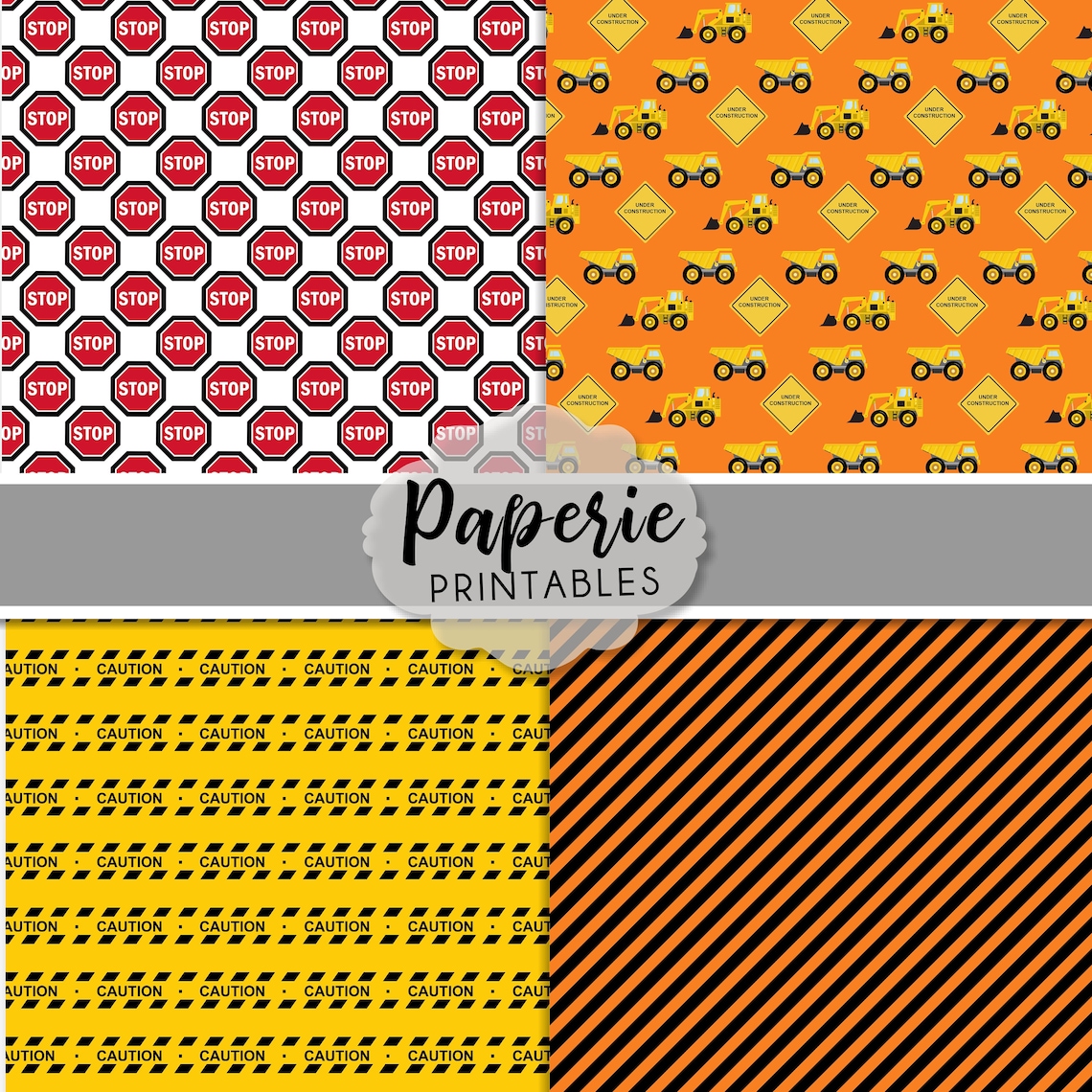 Construction Digital Paper 12x12 Digital Scrapbooking Paper | Etsy España