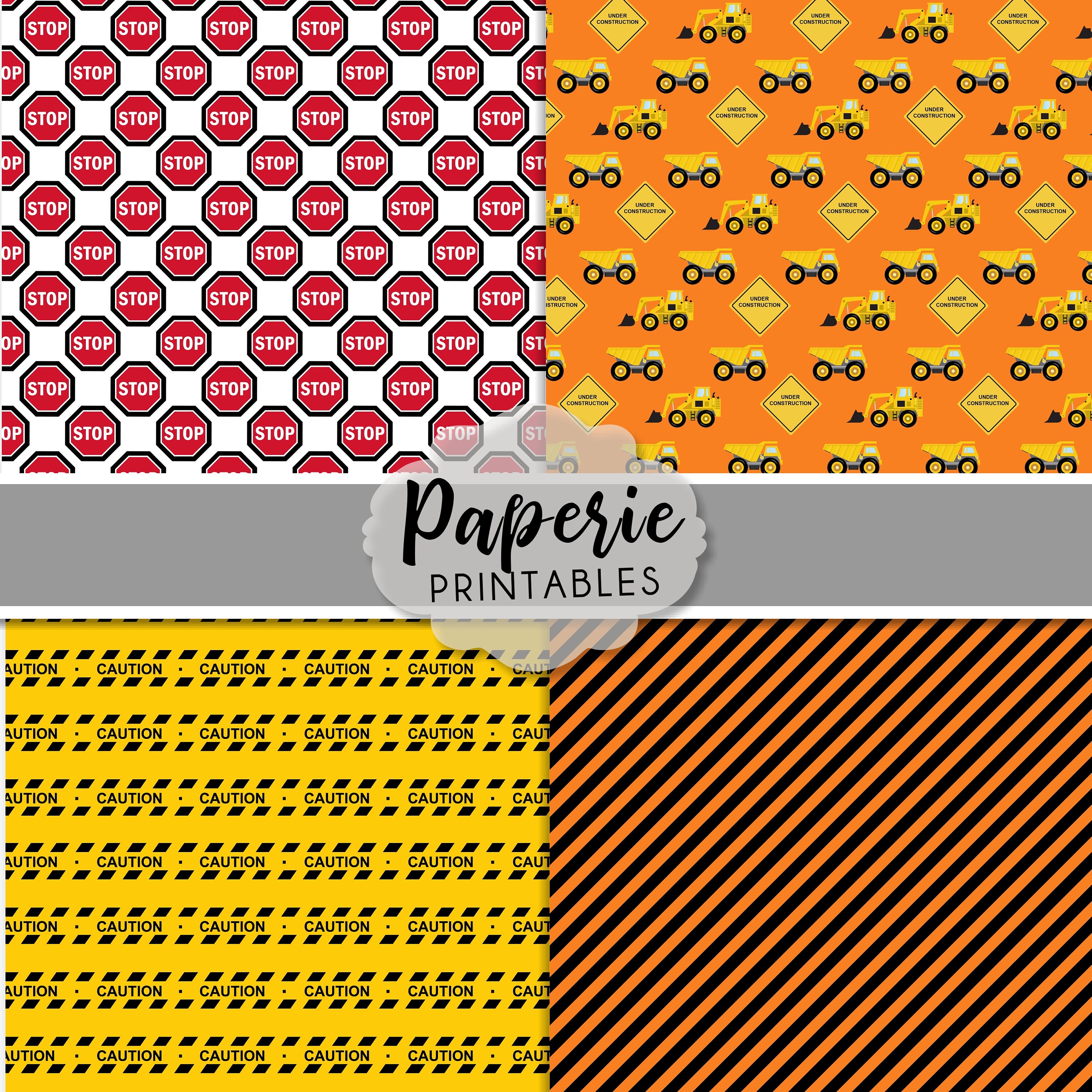 Construction Digital Paper 12x12 Digital Scrapbooking Paper | Etsy España