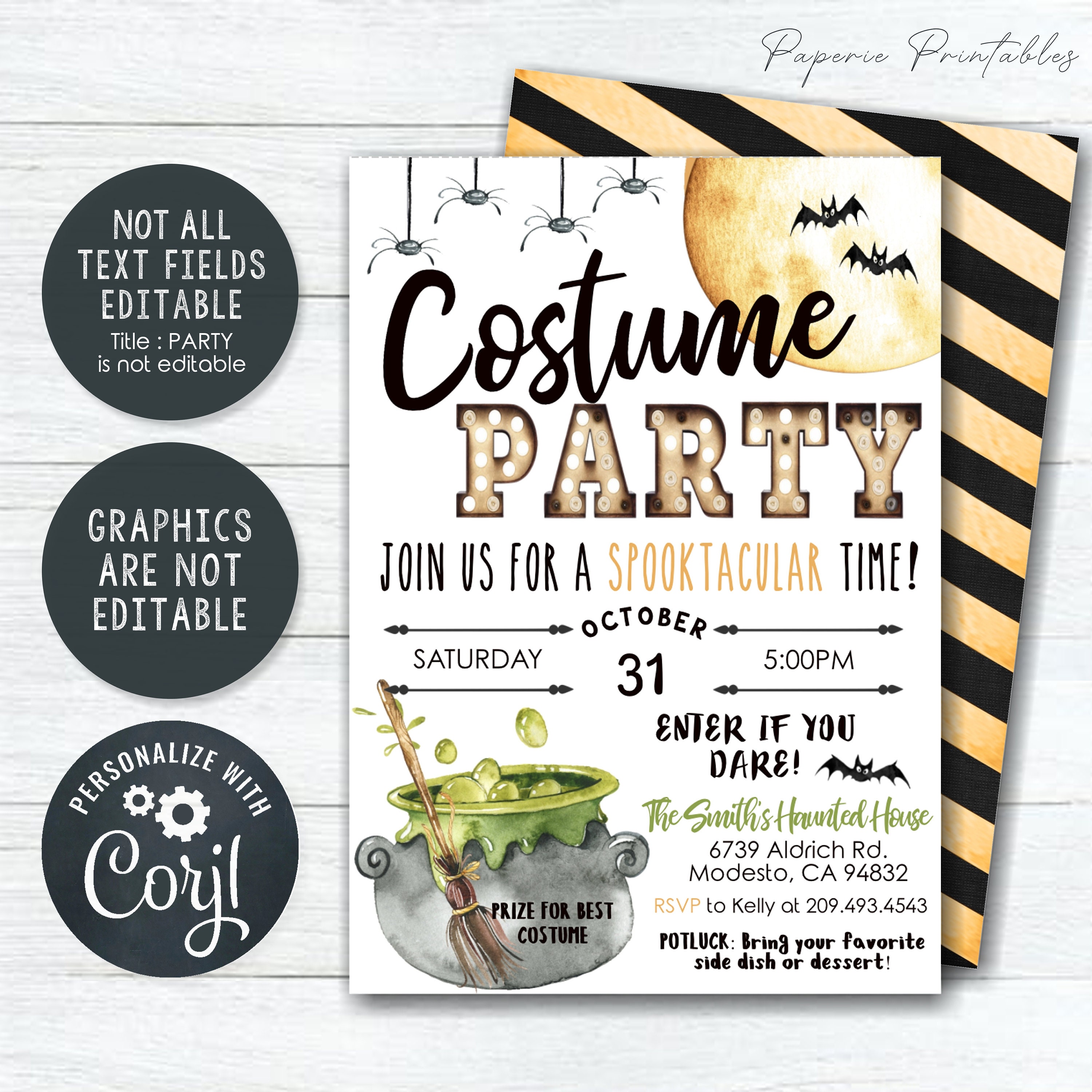 EDITABLE Halloween Costume Party Invitation Costume Party - Etsy