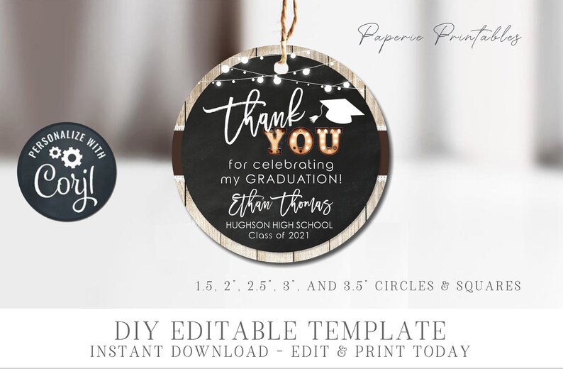 EDITABLE Graduation Gift Tags Graduation Tags Graduation - Etsy