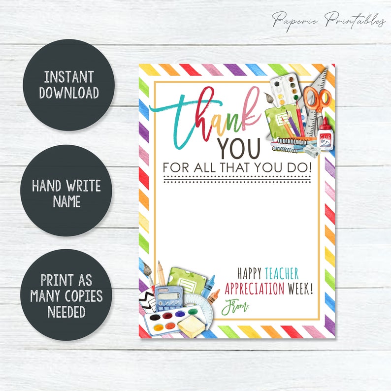 EDITABLE Teacher Appreciation Gift Card Holder Thank You for - Etsy