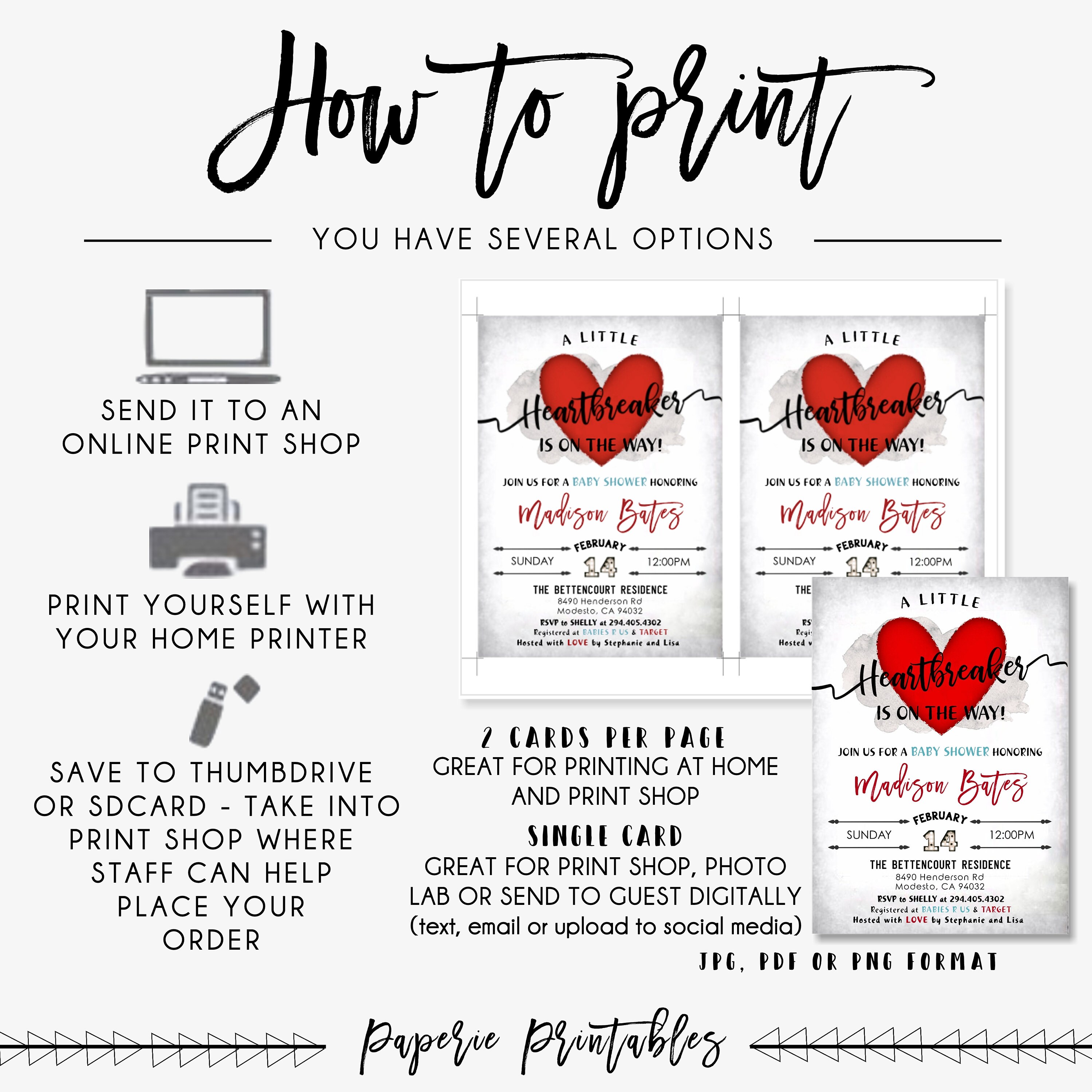 Editable Heartbreaker Baby Shower Invitation: Valentine's Day Theme ...
