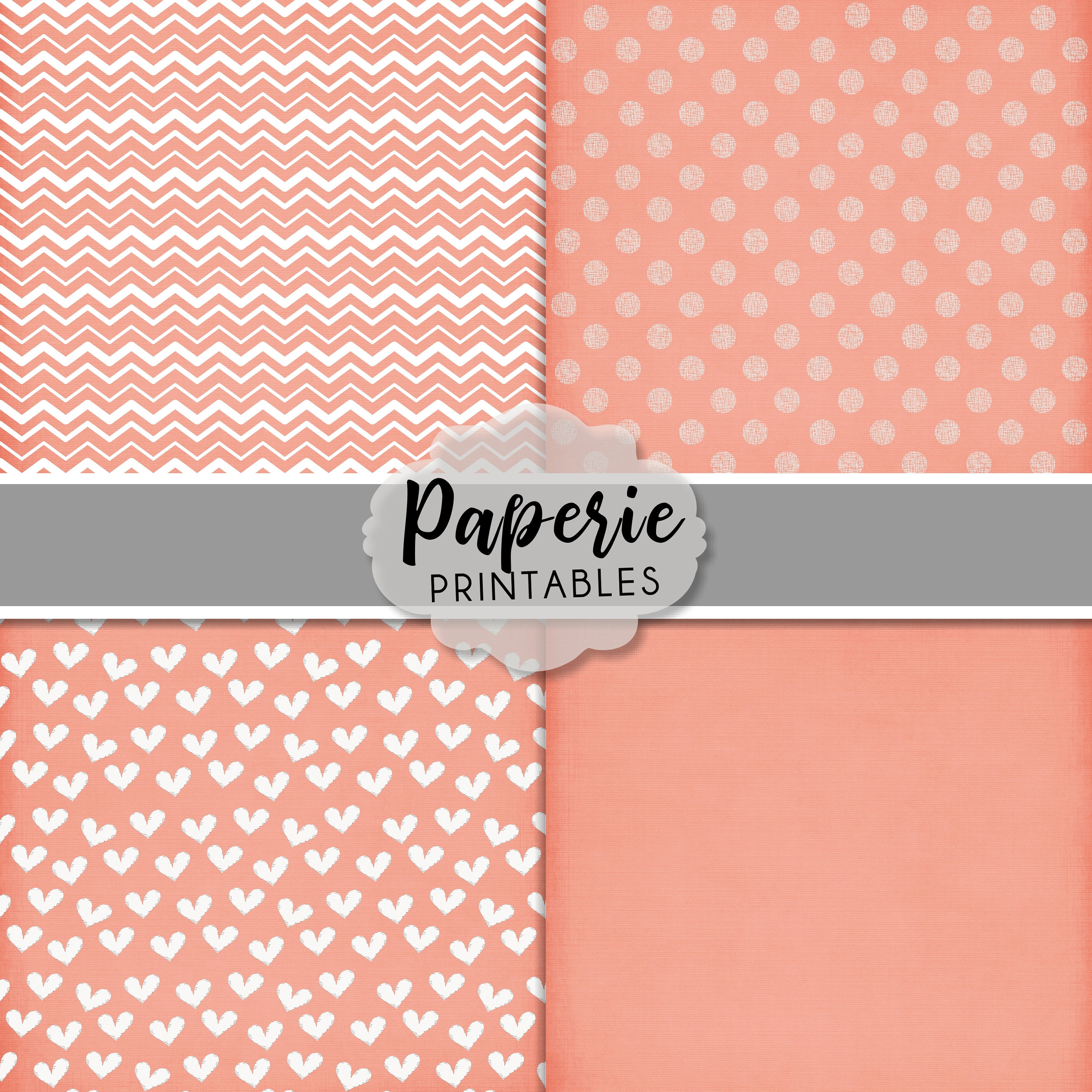 Peach & White Pattern Digital Paper 12x12 Digital | Etsy