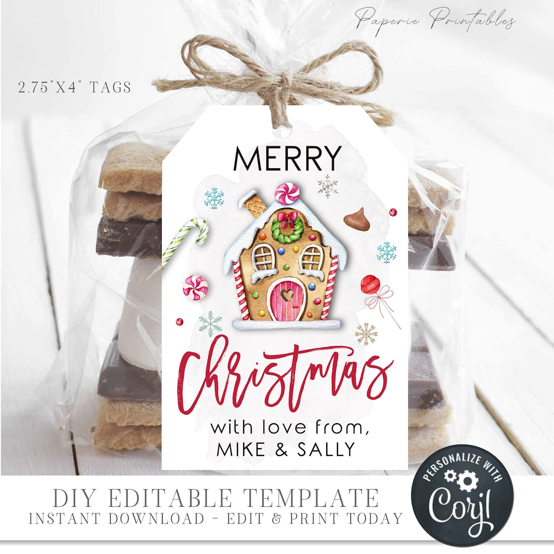 Editable Christmas Gift Tags, DIY Gift Tags, Merry Christmas Gift Tags ...