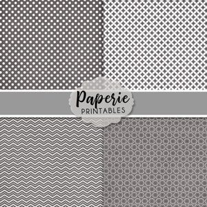 Gray & White Pattern Digital Paper - 12x12 Digital Scrapbooking Paper ...